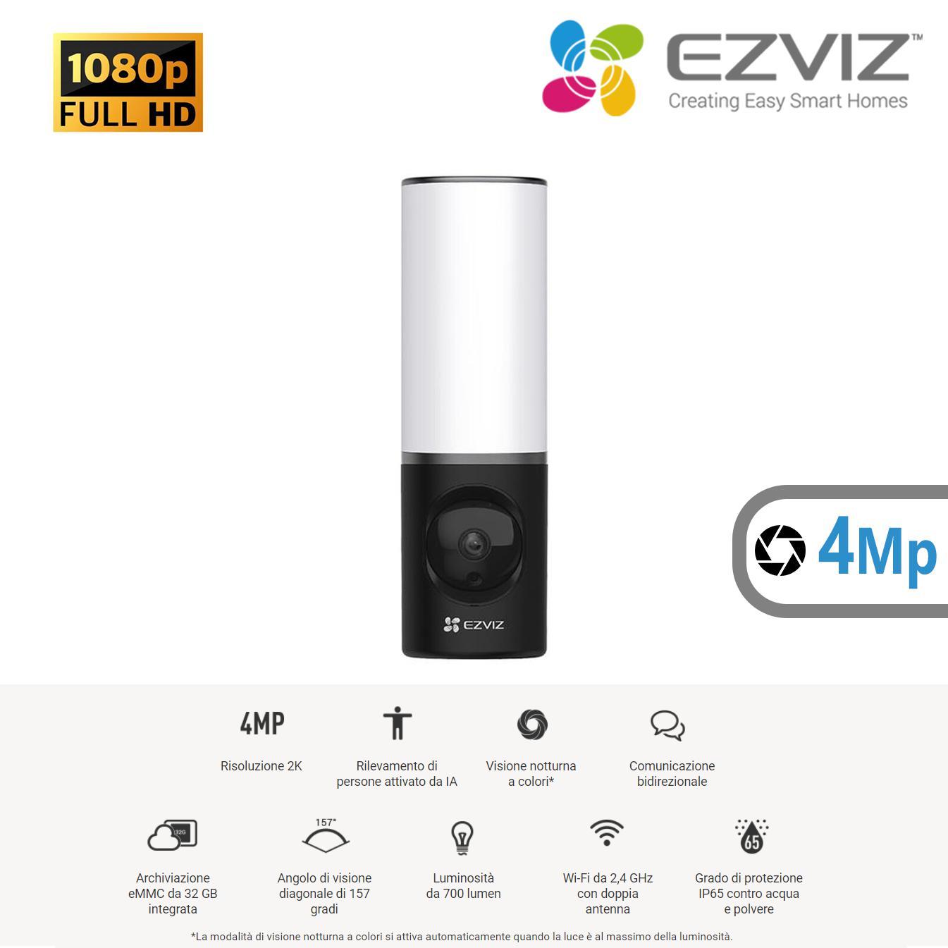 TELECAMERA PER ESTERNO CON LUCE 4MP WI-FI LC3- EZVIZ - Agrotek